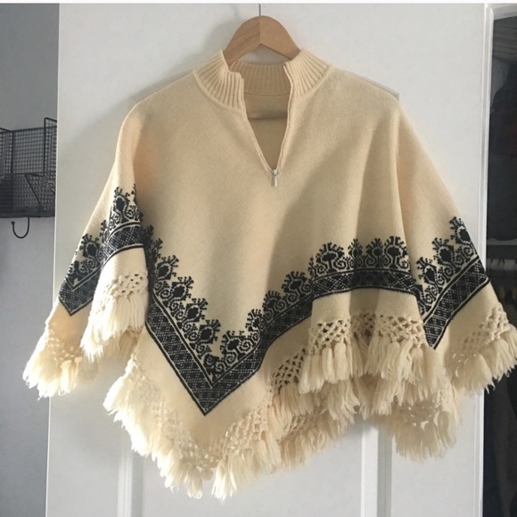 jet rag | Sweaters | Jet Rag Asymmetrical Zipper Front Wool Poncho ...